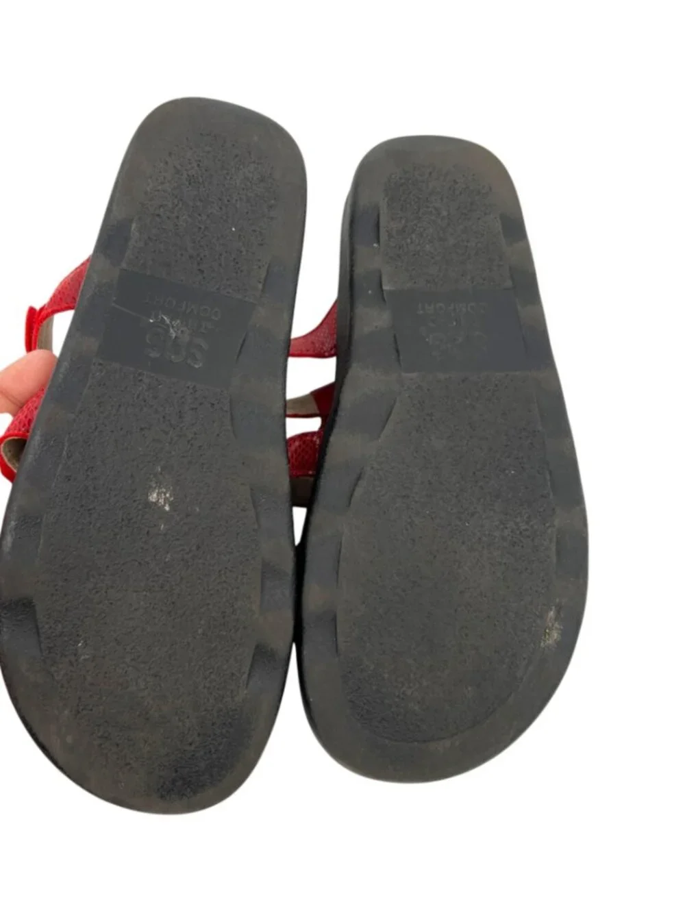 SAS | Shoes | Sas Red Snakeskin Naples Sandals Comfort Footbed Size 75 ...